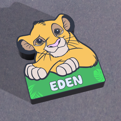 📦 SIMBA LIGHT BOX WITH EDEN NAME・ STL File for 3D printing・Cults