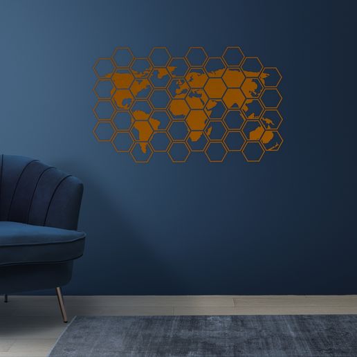 🗺️ Hexagon World Map Wall Art - Laser Cut Files - SVG DXF PDF STL・ DXF ...