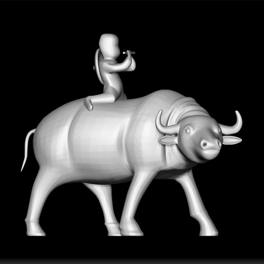 STL file Kid on Bull - 3D Print Bull and Kid Figurine - Boy Riding Bull ...