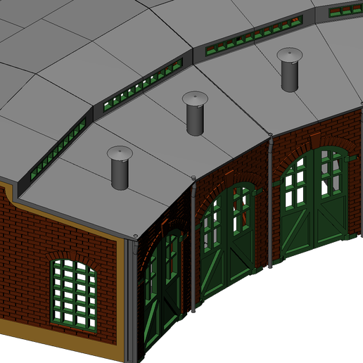 🏠 Model railroad round house shed circa 1900s European Spur n・ STL File ...