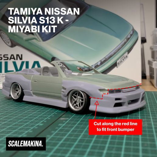 🚗 Nissan Silvia S13 K - 1/24 - Miyabi transkit・ STL File for ・Cults