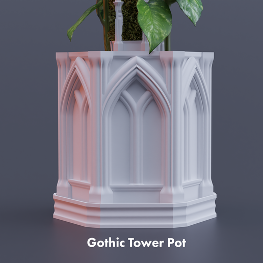 🪴 Gothic Tower Pot・ STL File for 3D printing・Cults