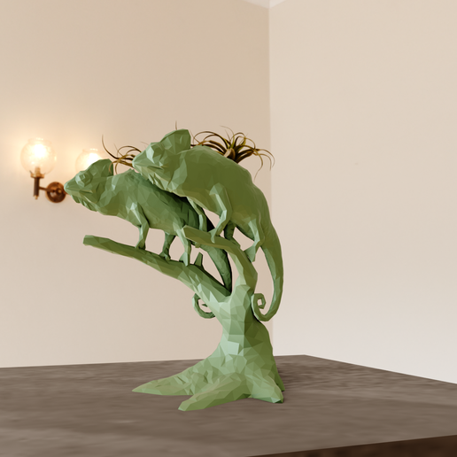 Fichier STL two chameleons planter pot flower vase low poly stl 🪴 ・Idée ...
