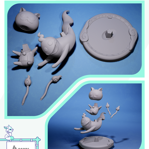 ⌚ Jibanyan & Whisper (Yo-kai Watch)・Free 3D File for 3D printing・Cults