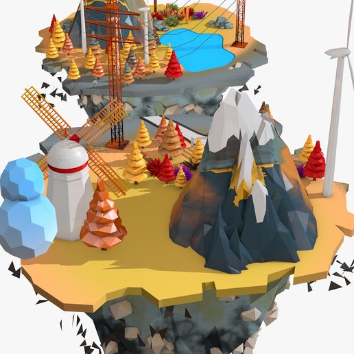 3D file Floating Island Low Poly 🏝️ ・3D printable model to download・Cults