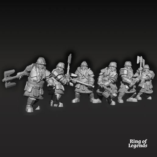 3D file 6x Kalak Guard Dwarf | Kalak Dwarves | Fantasy | Ring of ...