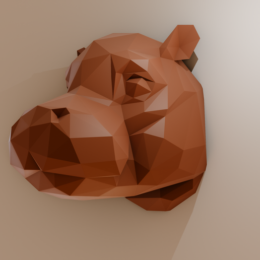 Fichier STL baby hippo calf head wall mount low poly stl 👶 ・Objet ...