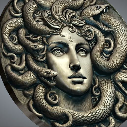 STL file medusa relief 3dprint model and for cnc router carving model 🐍 ...