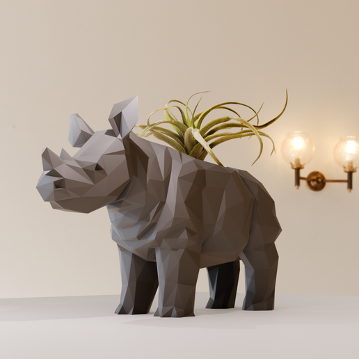 STL file baby rhino planter pot low poly stl 👶 ・3D print design to ...