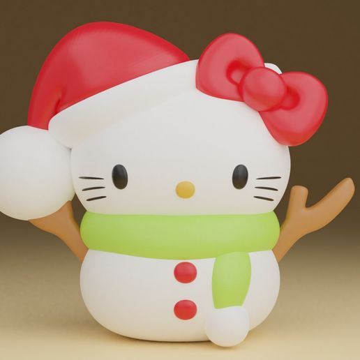 🎄 Christmas Hello kitty snow man・ STL File for 3D printing・Cults