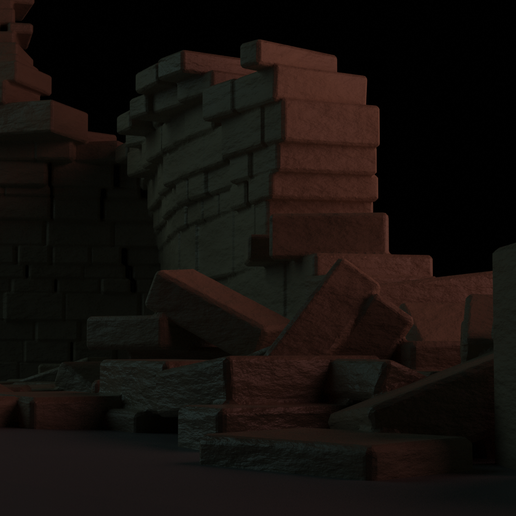 🎲 Broken wall and Rubble・Free STL File for ・Cults
