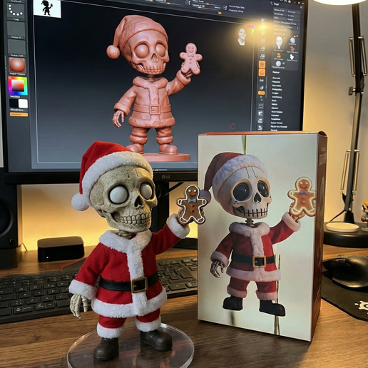 🎄 Christmas Skeleton: Santa Death and Gingerbread Cookie in 3D!・ STL ...
