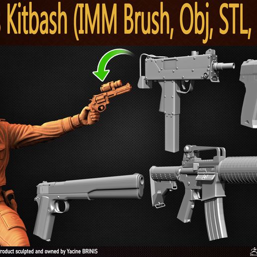 🧨 Pack Of 25 Guns Kitbash Volume 02・ 3D File for 3D printing・Cults