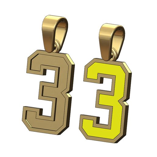 Datei STL NBA font number 3 stepped enamel pendant charm with bail 3D ...