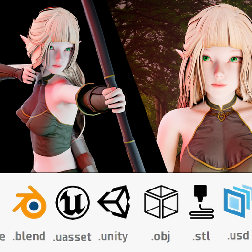 Archivo 3D Elf Archer - Realistic Female Character - Blender UE5 Unity - 40 animations 🧝 ・Diseño ...