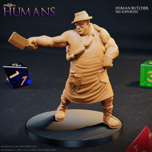 arquivo STL Human Butcher 1B Miniature - Pre-Supported 🧑‍🍳 ・modelo para ...