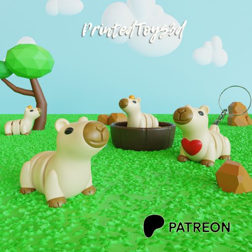 🐉 CUTE CAPYBARA, FLEXI CAPYBARA・ STL File for 3D printing・Cults