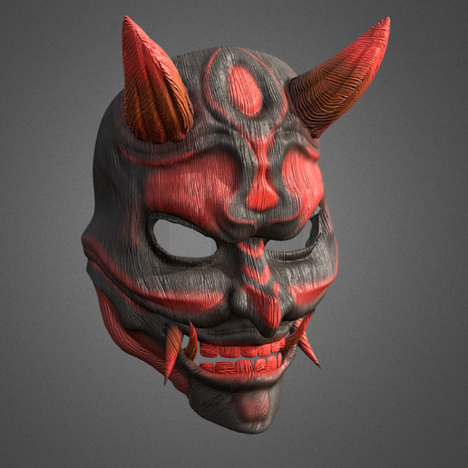 👾 Japanese Oni Mask – Demon Mask STL for Cosplay & Display・ STL File ...