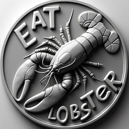 🦞 Eat Lobster Coin Token・ STL File for 3D printing・Cults