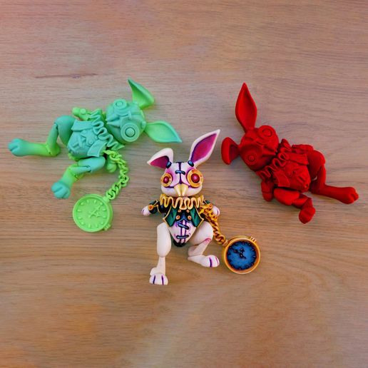 🐰⏰🐇 Articulated White Rabbit 🐇⏰🐰・ STL File for 3D printing・Cults
