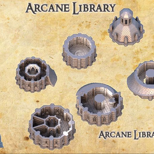 🎲 Arcane Library 28 mm Tabletop Terrain・ STL File for 3D printing・Cults