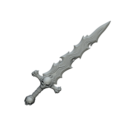 💀 Skull Pattern Wavy Sword – Fantasy 3D Printable Blade・ STL File for ...