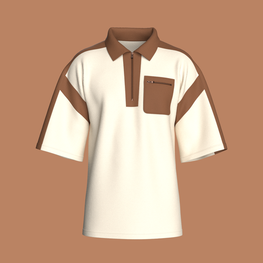 💧 Men Shoulder Drop Polo Shirt With Half Zip | Marvelous / Clo3d / obj ...