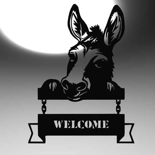 STL file Welcome Sign with Donkey Head - Line Art 🎨 ・3D printable model ...