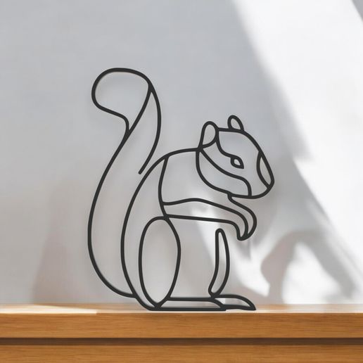 OBJ file Squirrel Line Art - Desktop Line Art 🎨 ・3D print design to ...