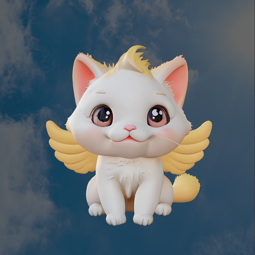 👼 Chibi Angel Kitty - Tender Figure with Wings・ STL File for 3D ...
