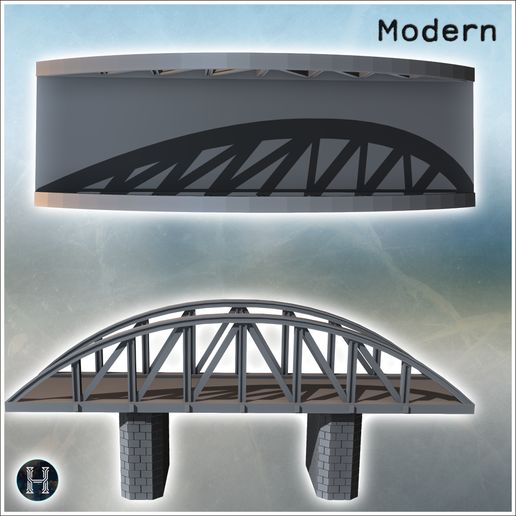 🌉 Suspension bridge in steel with double brick pillars (8) - Modern WW2 ...