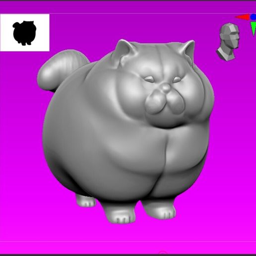 🐱 Gato gordo - Fat cat・ OBJ File for 3D printing・Cults