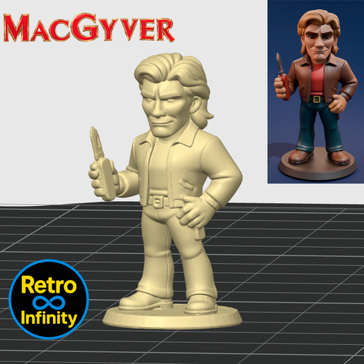 ♾️ MacGyver - Eighties TV Series 3D figure Retro Infinity style (90mm ...