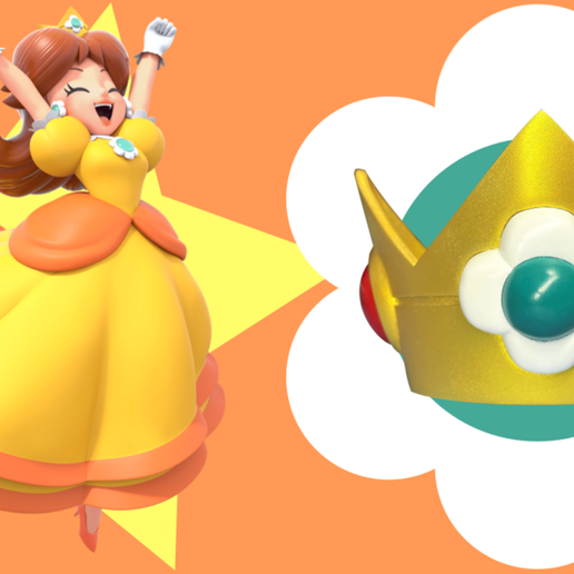 👸 Princess Daisy Crown and Earrings・Free STL File for ・Cults