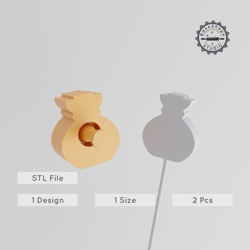 💰 Money Bag Cake Pop Mold, Wealth Bag Design, Coin Pouch STL for 3D ...