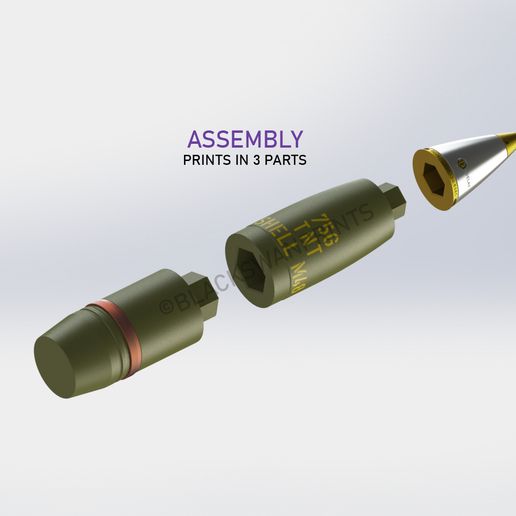 🐚 WW2 United States Sherman 75mm M48 HE Projectile・ 3D File for 3D ...