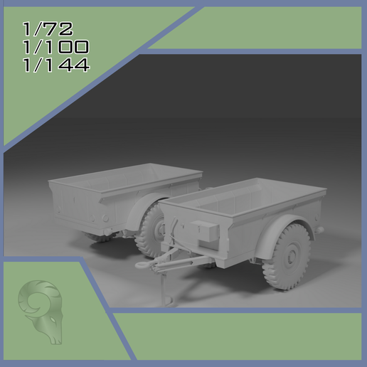 🚐 TRAILER 1/4 Ton M100 - 1/72, 1/100, 1/144 Scale | 3D Printable STL ...