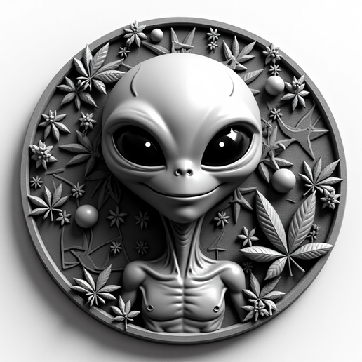 👽 higher powers happy alien coin token wall art・ STL File for 3D ...
