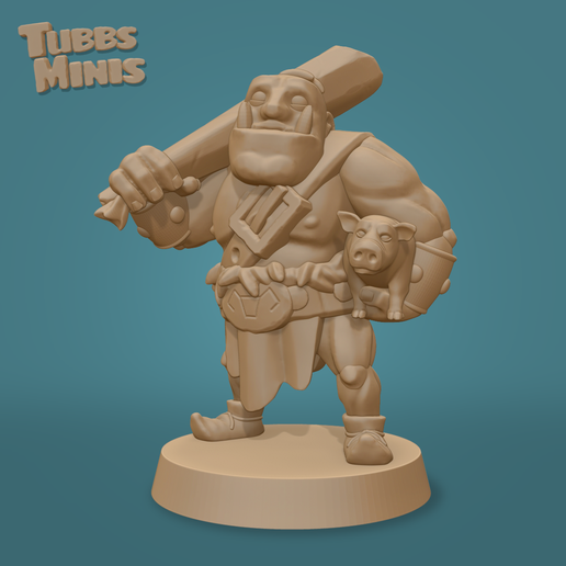 Free STL file Og & Hog - Ogre Barbarian - Fantasy Miniature 🐗 ・Model to ...
