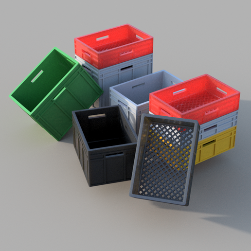 📦 1/14 - Boxes, Storage container Rako Plastic・ OBJ File for 3D ...