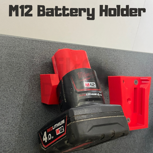 🔋 Milwaukee M12 Battery Holder・ 3MF File for 3D printing・Cults