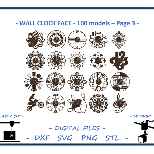 3D file WALL CLOCK FACES - 100 models 🕰️ ・3D print design to download・Cults