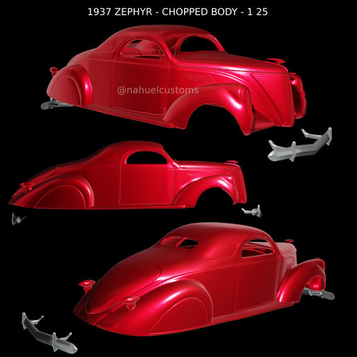 🚗 1937 ZEPHYR - CHOPPED BODY - 1 25・ STL File for 3D printing・Cults