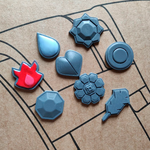 🐉 Kanto Gym Badges・ STL File for 3D printing・Cults