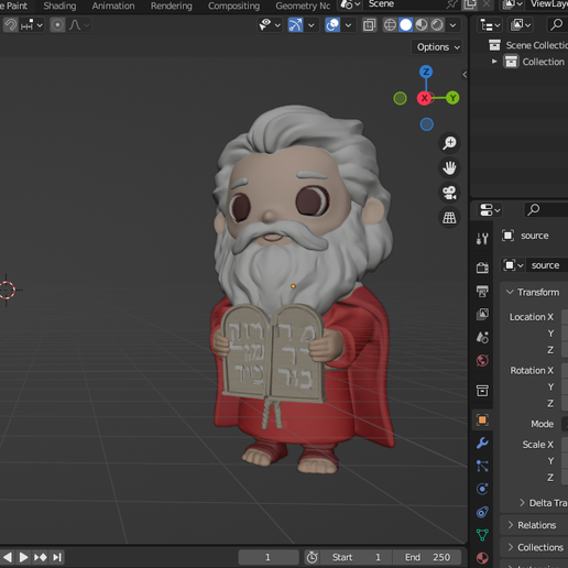 🎨 Moses Funko Style – Stylized 3D Model with the Ten Commandments・ OBJ ...