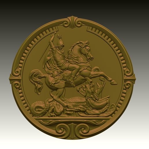 🗿 Saint George Medallion Relief・ STL File for 3D printing・Cults