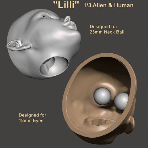 👽 BJD 1/3 & 1/6 HEAD – ALIEN LILLI N JILLY - BY SPARX・ STL File for 3D ...