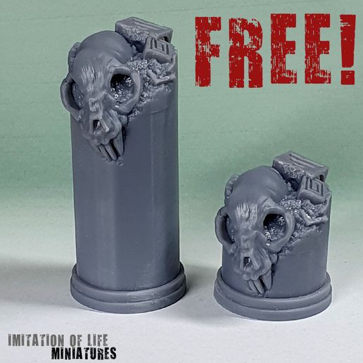 🆓 FREE* Cylindrical display plinth with monster skull and alien ...