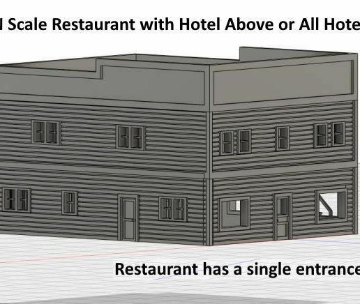 🏨 N Scale Hotel or Restaurant with Sleeping Rooms Above....・Free 3D ...