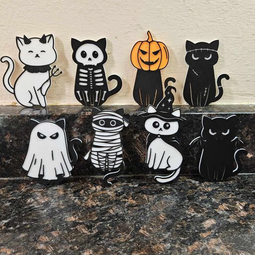 🎃 Halloween Cat Clowder Pack・ 3MF File for 3D printing・Cults